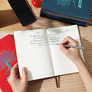 6 Pieces Leather Journal for Women Men Tree Life Writing Journals A5 Lined Wide Ruled Notebooks Executive Thick Paper Leatherette Lay Flat Notebooks Inspirational Birthday Gifts, 200 Pages