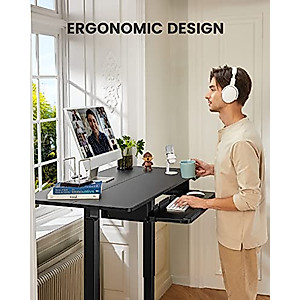 ErGear Electric Standing Desk with Keyboard Tray, Adjustable Height Sit Stand Up Desk, Home Office Desk Computer Workstation, 48x24 Inches, Black