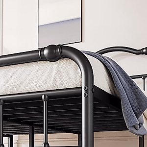 Breezehome California King Bed Frame with Headboard and Footboard, 18in High, Heavy Duty Metal Platform Bed Frame, Noise Free, Easy Assembly, No Box Spring Needed, Vintage Style, Black