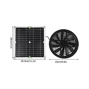 Solar Panel Fan Ventilation Fan Kit 10 Inch, Solar Powered Exhaust Fan Portable Ventilator Fan with Protective Mesh, 12V 100W Mini Ventilator Fan for Chicken Coops Greenhouse Shed