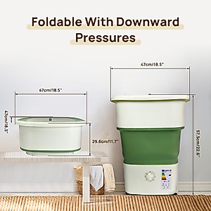 ZLDYPINK Portable Washing Machine 52L, 16lbs Large Capacity Collapse Washing Machine with Drain Basket, Purple Light Cleaning Foldable Washer for Adult Clothing, Dorms, Apartments, RVs