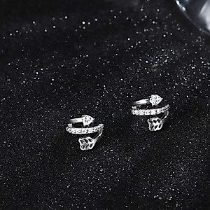 Sllaiss 925 Sterling Silver Arrow Cuff Earring for Women White Gold Plated Small Non Pierced Earrings Valentine Jewelry Gift (Silver Tone)