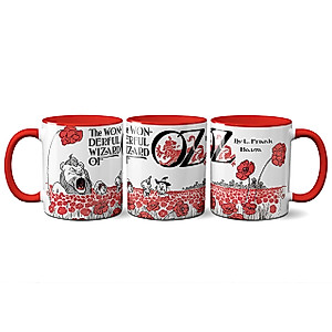 The Wonderful Wizard of Oz by Frank Baum Mug. Coffee Mug with Wizard of Oz Poppy field book design,Literature Mug, Book Mug, Bookish Mug, Book Lover Mug