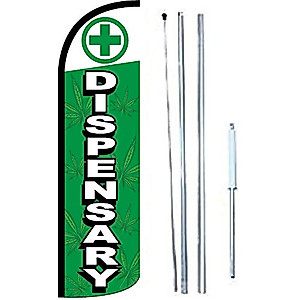 Dispensary King Windless Flag Sign With Complete Hybrid Pole set