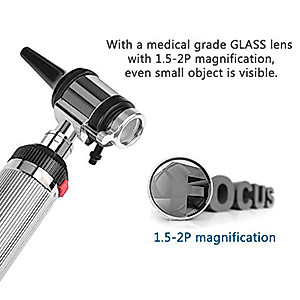 Ear Otoscope Kit - 4X Magnifying Ear Scope with Lights Endoscope Diagnostic Medical Instrument Otoscope - 3 Speculum Tips Inspect Ear for Children, Adults, Doctors, Veterinary, Pets Screening