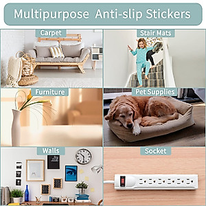 LISERV Non Slip Rug Grippers, 12 Pairs Anti Slip Rug Tape Keep Corners Flat, Kitchen Rugs and Mats Non Skid Washable Carpet Tape, Carpet Pad Rug Grippers for Hardwood Floors and Area Rugs