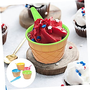 Healeved 20 Sets ice cream cup Ice Cream Sundae cup plastic ice cream dishes treat cups reusable dessert bowls plastic disposable cups Ice Cream Storage Bowls pp one body child