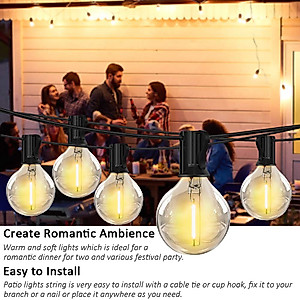 GHUSTAR Outdoor String Lights 28FT Patio String Lights with 16 G40 Shatterproof LED Bulbs(1 Spare), Waterproof Outdoor Hanging LED Lights for Backyard Porch Cafe Party Wedding Garden