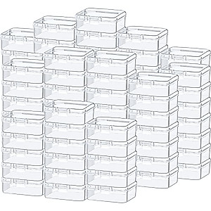 SATINIOR 100 Pcs Clear Plastic Beads Storage Containers Box Small Clear Box with Hinged Lid Small Plastic Case Mini Square Arts Crafts Storage Boxes Organizers for Small Items (2.1 x 2.1 x 0.8 Inch)