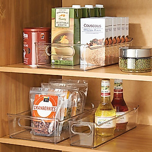 mDesign Small Plastic Kitchen Storage Container Bins with Handles -Organization in Pantry, Cabinet, Refrigerator or Freezer Shelves - Food Organizer for Fruit, Yogurt, Squeeze Pouches - Clear