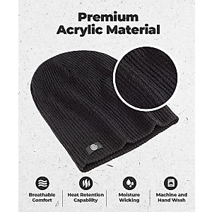 Ultra Soft Beanie for Men & Women - Warm, Comfortable & Stylish - Cozy Ribbed Knit Black