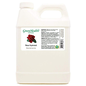 GreenHealth Hydrosol (Floral Water) - 32 fl oz Plastic Jug w/Cap - 100% Pure (NOT Oil) (Rose)