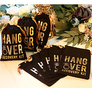 Cytdkve Gold Foiled Hangover Favor Bag Bachelorette Party Favor Bag, Wedding Bridal Shower Party Favors Hangover Kit Bags (10 Pieces, Black, 5 x 7 Inch)