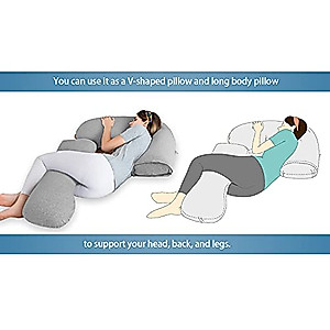 INSEN Pregnancy Pillow for Sleeping, L Shaped Body Pillow for Side Sleeping, Detachable Pregnancy Pillow with Full Body Support