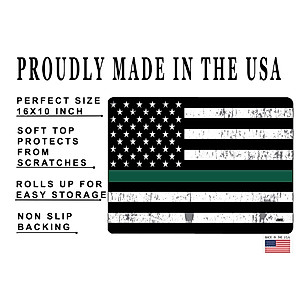 Rogue River Tactical Thin Green Line Flag Gun Cleaning Mat Bench Pad Gift for Military Veteran Border Patrol Game Warden Park Ranger Federal Law Enforcement Officers