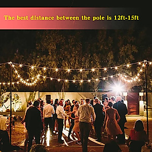 String Light Poles for Outdoors 2 Pack 7.8 FT Outside String Lights Pole Stand with 2 Shape Hooks and Heavy Duty 5-Prong Fork for LED Solar Bulbs Hanging Yard Garden Patio Wedding Cafe and Party