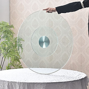 KTOL Tempered Glass Lazy Susan Turntable,Round Tabletop Rotating Tray Display Plate Aluminum Alloy Bearing Table Dish Revolving Stand for Dining Table-A Diameter:100cm (dbxue-001)