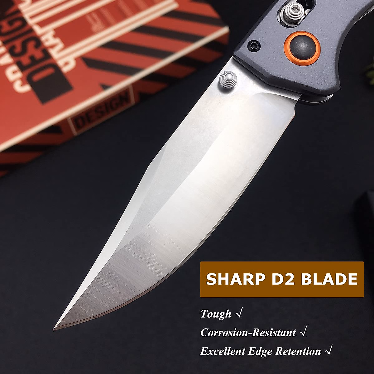 Everyday Carry Crooked River Knife, Axis Lock Knife with 3.7’’ D2 Steel Blade Wood Handle, EDC Manual Open Folding Pocket Knife with Thumb Stud, Belt Clip for Camping