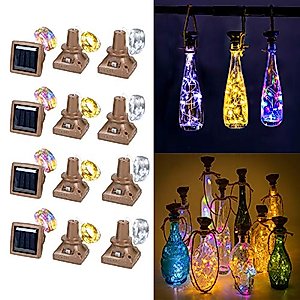 ZYLiWoo Starry Love Solar Wine Bottle Lights 12 Pack 20LED Outdoor Waterproof Multicolor Fairy Light String (3 Colors), Suitable for Most Wine Bottle Mouths, for Garden, Terrace, Party Decoration