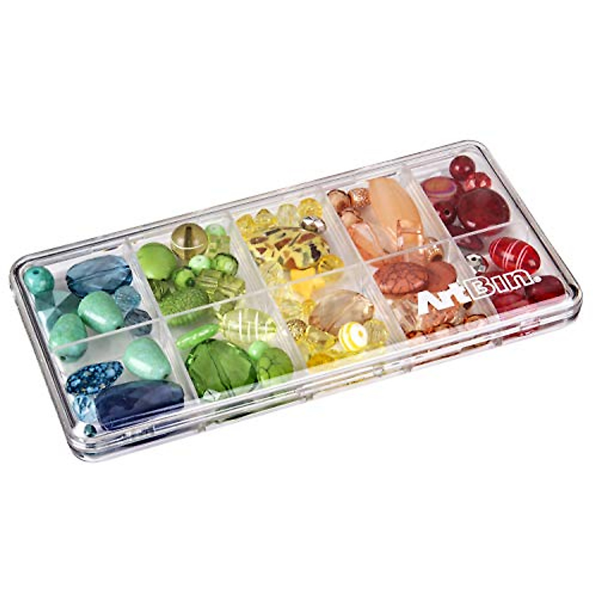 ArtBin 6907AB Slim Line 10 Compartment Small Art & Craft Organizer, [1] Plastic Storage Case, Clear