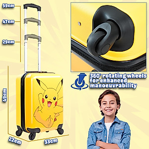 Pokemon Kids Suitcase with Wheels Luggage Bag for Boys and Girls Carry On Travel Bag with Handle Small Suitcase with Wheels Kids Holiday Essentials