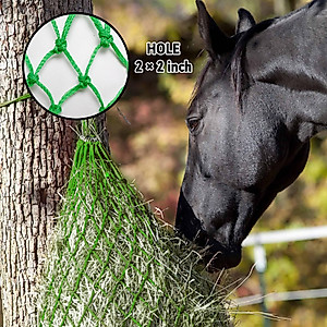 Audoloku Slow Hay Feeder Net with Bottom Ring Hay Bags for Horses Goats 40" Length with 2" Holes Feed Storage Hanging Bag for Stalls Livestock Feeding Supplies