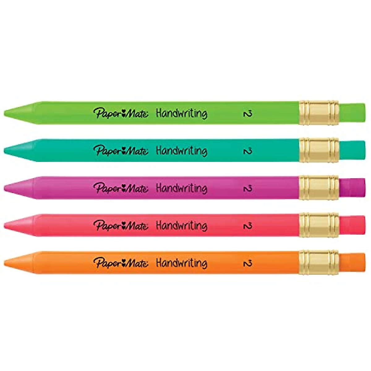 Paper Mate Handwriting Triangular Mechanical Pencil Set with Lead & Eraser Refills, 1.3mm, Fun Barrel Colors, 8 Count