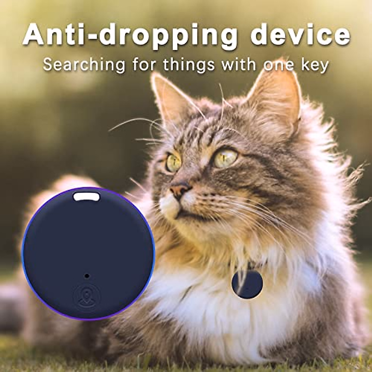 Portable Tracking Bluetooth 5.0 Mobile Key Tracking with Ring,Smart Anti-Loss Device Waterproof Device Tool Pet Loc_ator Finder Tracker for Pet Cats Dogs Wallet Key,Easy to Use (Dark Blue)