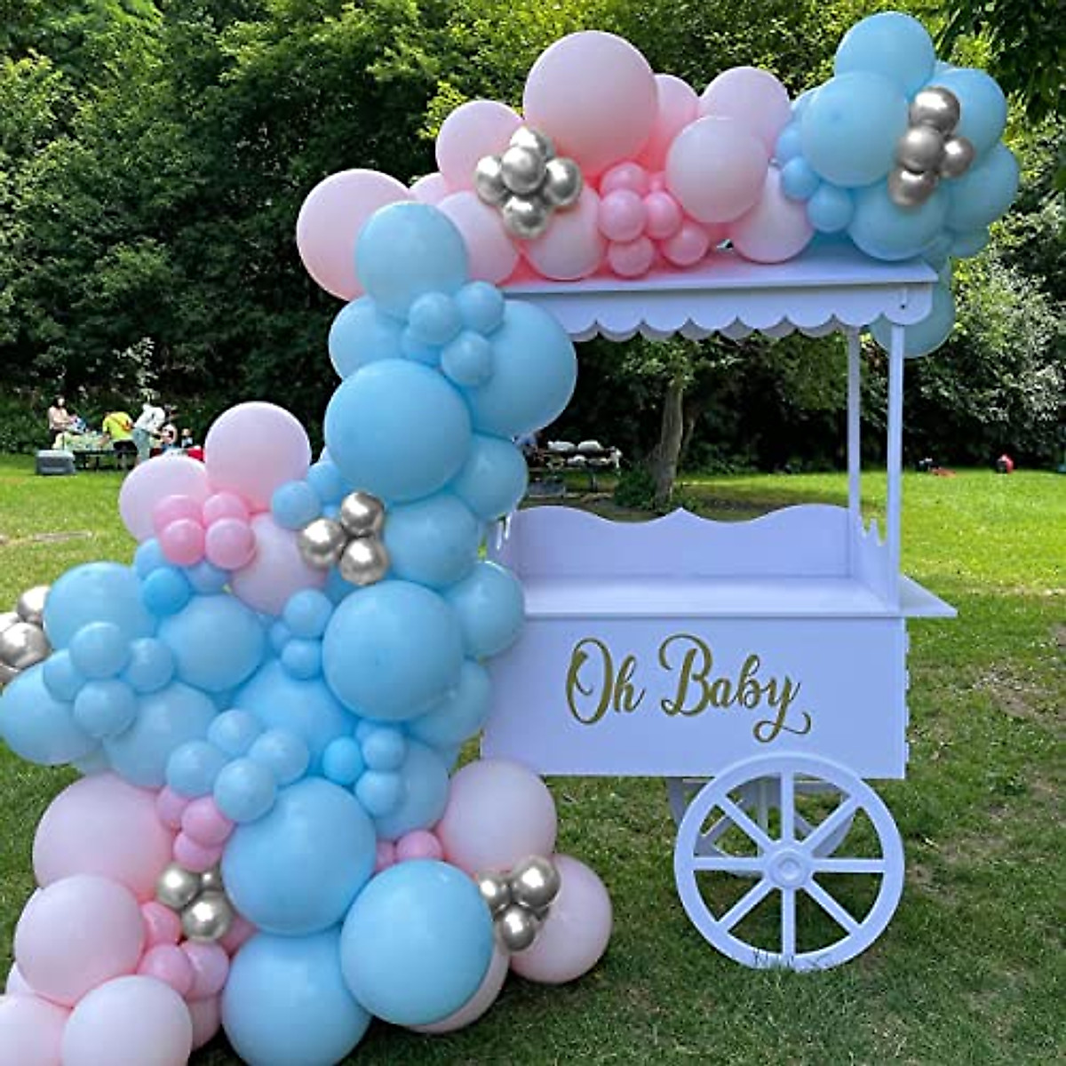 139pcs Gender Reveal Balloon Garland Arch Kit with Pink and Blue Balloons Silver Balloons for Boy or Girl Gender Reveal Decorations Birthday Party Baby Shower Celebration Wedding Anniversary