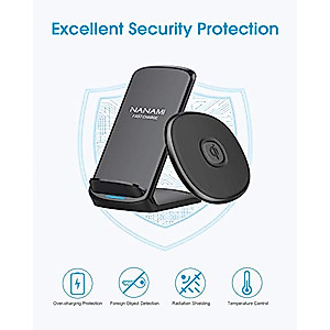 NANAMI Fast Wireless Charger[2 Pack], Qi-Certified 15W Max Charging Stand Pad Bundle, Compatible iPhone 14/13/12/SE 2020/11 Pro/XS/XR/X, Samsung Galaxy S23/S22/S21/S20/S10/S9/Note 20/10/9, AirPods Pro