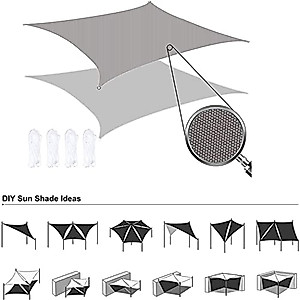 Errzom 7' X 7' Square Sun Shade Sail Canopy - UV Resistant Windproof, Waterproof, Super Durable, Patio Shades Sun Blocking for Patio Yard Backyard Light,Brown