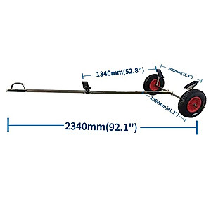 BRIS Stainless Steel Boat Launching Wheels Hand Dolly for Small Inflatable Boat Trailer