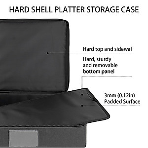 Kingshion Platter Storage Case, Hard Shell, China Storage Container for Moving,Dinnerware Storage Box w/Lid and Handles 18.1x14.4x3.9 in,5 Felt Dividers Included (Dark gray)