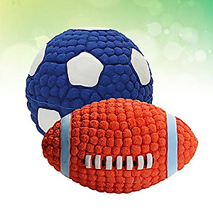balacoo 2pcs Soccer chew Toy Squeaker Soccer Dog Toy Dog chew pet chew Toy Outside Toys Dog Toys Squeaky Training pet Rugby Toy Squeaky Dog Outdoor dogman Toys Pet Toy Spherical Tennis