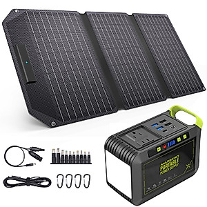 MARBERO Portable Power Station with Solar Panel Kit Solar Generator Included 110V Laptop Charger for Outdoor Home Camping Emergency RV
