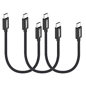 COSOOS 3-Pack Short USB C to USB-C Cables (10in/26cm) Nylon Braided 60W Fast Charging Syncing Type C Cable Cord for iPhone 15 Pro Max, Samsung Galaxy S23, Z, iPad Pro, PD C Charger