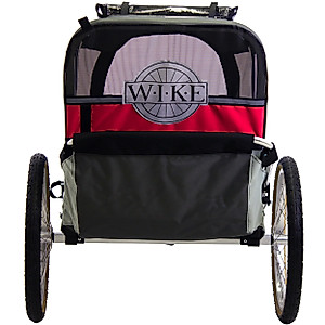 WIKE Children's Junior Bike Trailer: for 1-2 Kids Under 3'10"/100lbs max - Built-in roll cage, Stainless Steel towbar, 5-Point Restraints, Large Cargo Space, roll-up Bug and rain Screens, Safety Flag