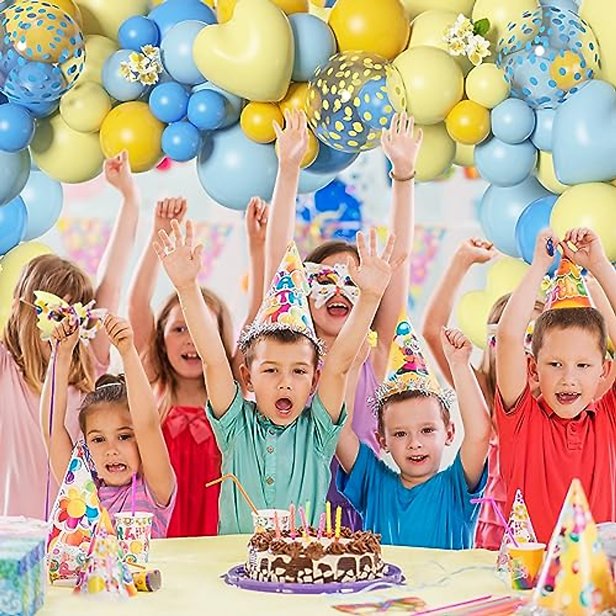 Amandir Pastel Blue and Yellow Balloon Garland Arch Kit Baby Boxes with Letters(A-Z+Baby) for Winie The Poon Theme Baby Shower Decorations Boy Girl Birthday Wedding Gender Reveal Party Supplies