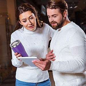 DOMICARE 20oz Tumbler with Lid Stainless Steel Tumblers Bulk, Double Wall Vacuum Insulated Coffee Travel Mug Powder Coated Tumbler, Purple