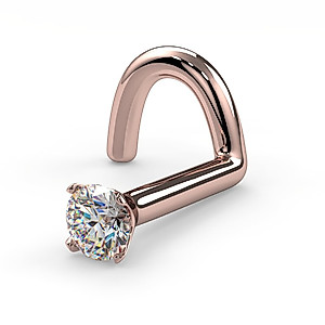 FreshTrends 1.5mm 0.015 ct. tw Diamond SI1-SI2 G-H 14K Rose Gold Nose Ring Twist Screw 20G I1