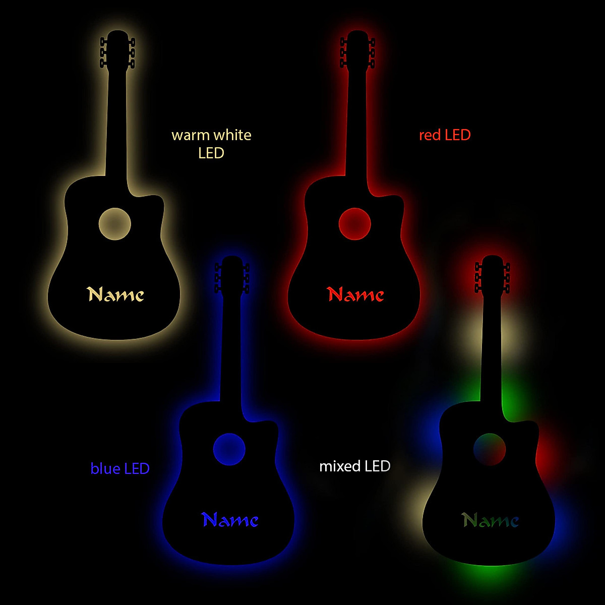 Personalized Unique LED Wall Hanging Guitar Light – Personalized with Name for Music Fans, Men, Women, Music Teacher - Guitar Player Gifts
