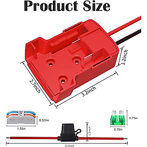 Power Wheel Adapter Set for Milwaukee 18V Battery with 14AWG Wire for Robotics, Work Lights, RC Trucks, and RC Toys