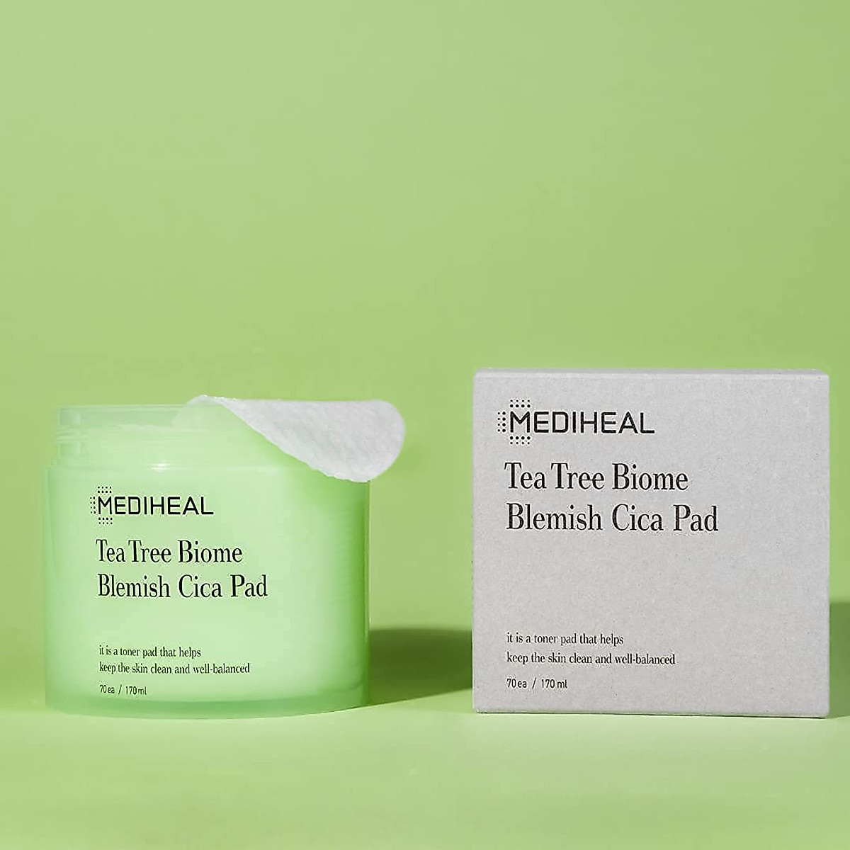 MEDIHEAL Tea Tree Biome Blemish Cica Pad (70 Pads) Korean Manyo Skincare for Sensitive Skin