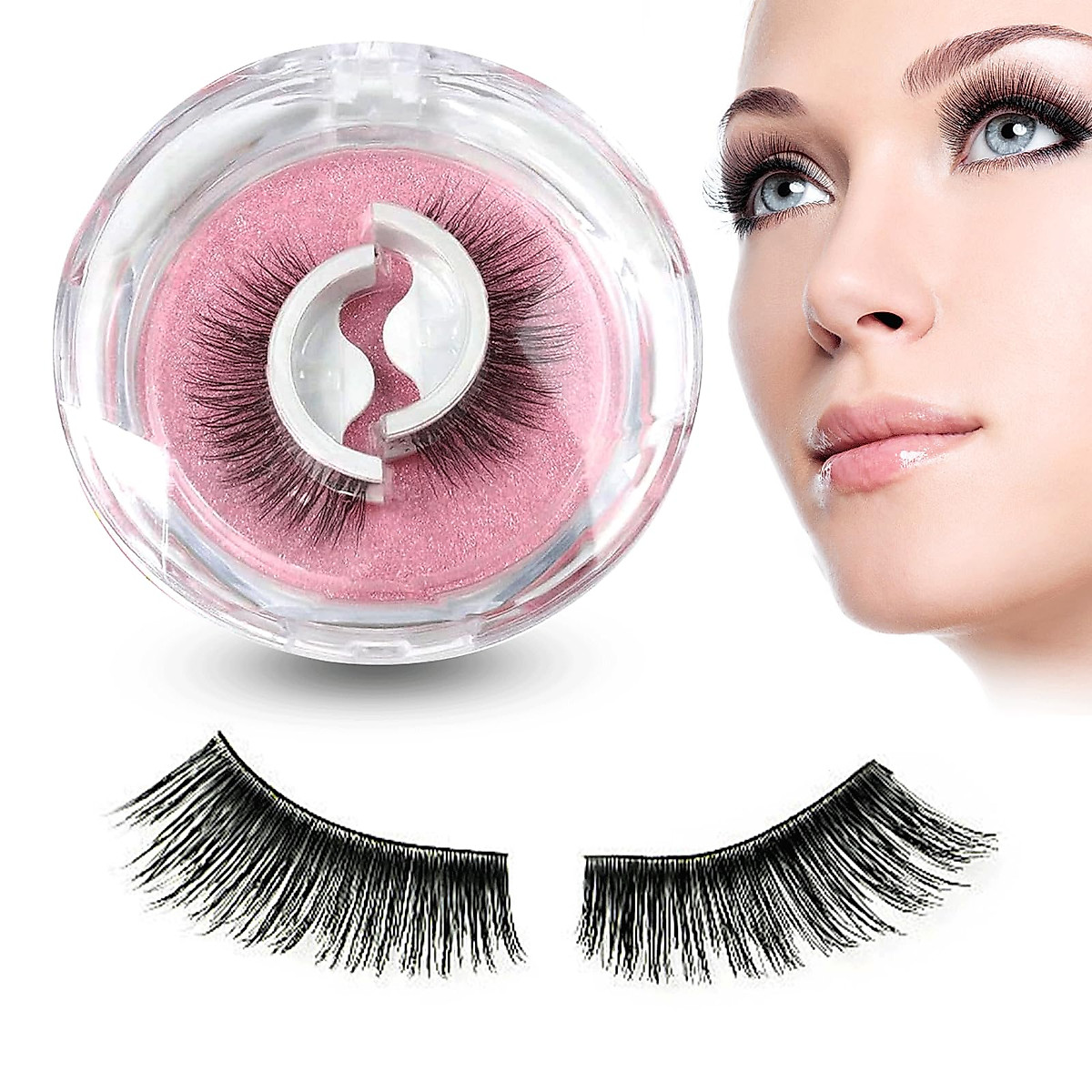 Reusable Self Adhesive Eyelashes, Eyelashes Fluffy Natural Look No Glue Needed, False Lashes Natural Look and Waterproof,Reusable False Lashes Easy put on,False Eyelashes Gift for Women Girls