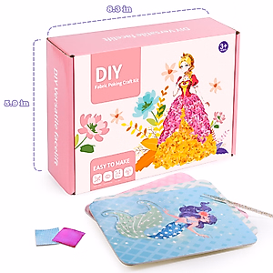 Nsuebck Poke in Art Kits for Girls - Easter Basket Stuffers Fabric Poking Crafts with 12 Princess Boards - Mess-Free Birthday Gifts for Kids Ages 4 5 6 7 8