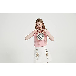 sugenie basketball Shaped Purse For Women Cross Body Handbag Girls Messenger Bag Tote Shoulder PU Leather Round Handbags (Volleyball White)