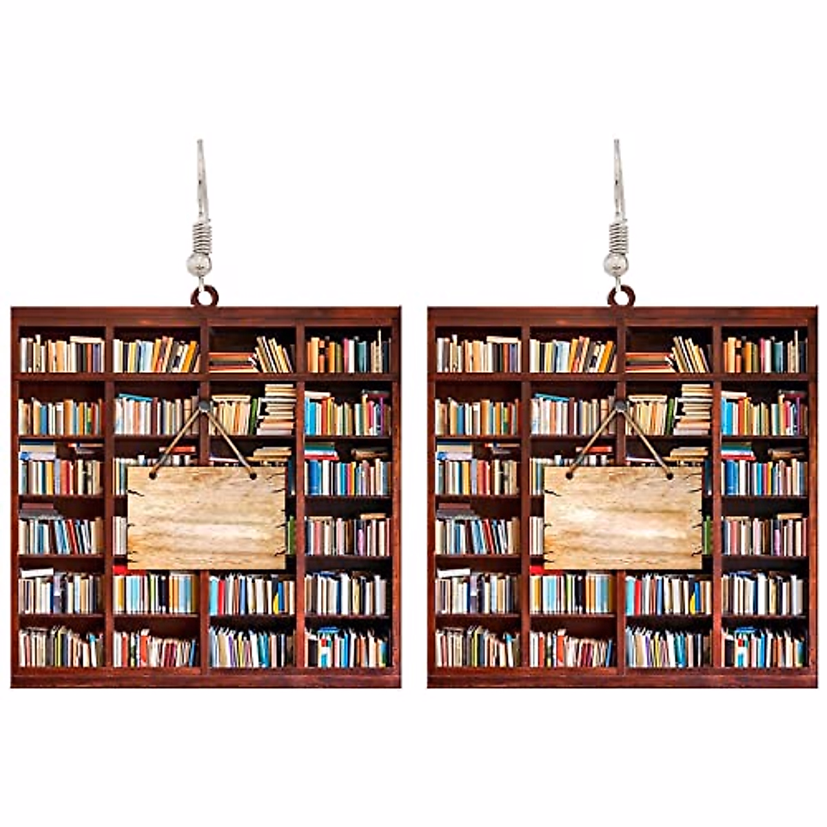 Teacher Earring for Women,Back to School Acrylic Earrings Book Lover Earrings Heart Librarian Grade Earring Decor Pendant Bookworm Gift for Book Lover ((bookcase)