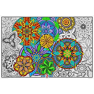 Stuff2Color Giant Coloring Poster Mandala Madness for Kids and Adults - Great for Family Time, Girls, Boys, Arts and Crafts, Adults, Care Facilities, Schools and Group Activities (1 Pack)