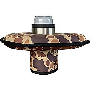Hooch|Hog Old School Camo Slim Can Cooler for 12 oz. Skinny Cans + Old School Camo Floating Drink Holder