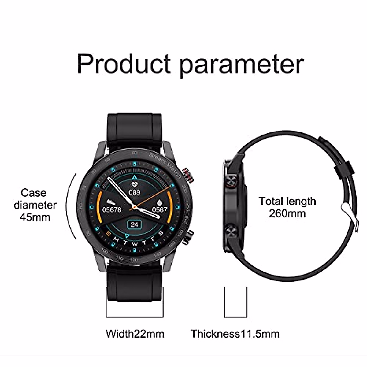 XYJ Smart Watch for Android Phones Compatible with iPhone 1.28 Inch Touch Screen Fitness Tracker with Heart Rate Monitor Blood Oxygen Saturation 5ATM Waterproof Smartwatch for Women Men (Color : F)